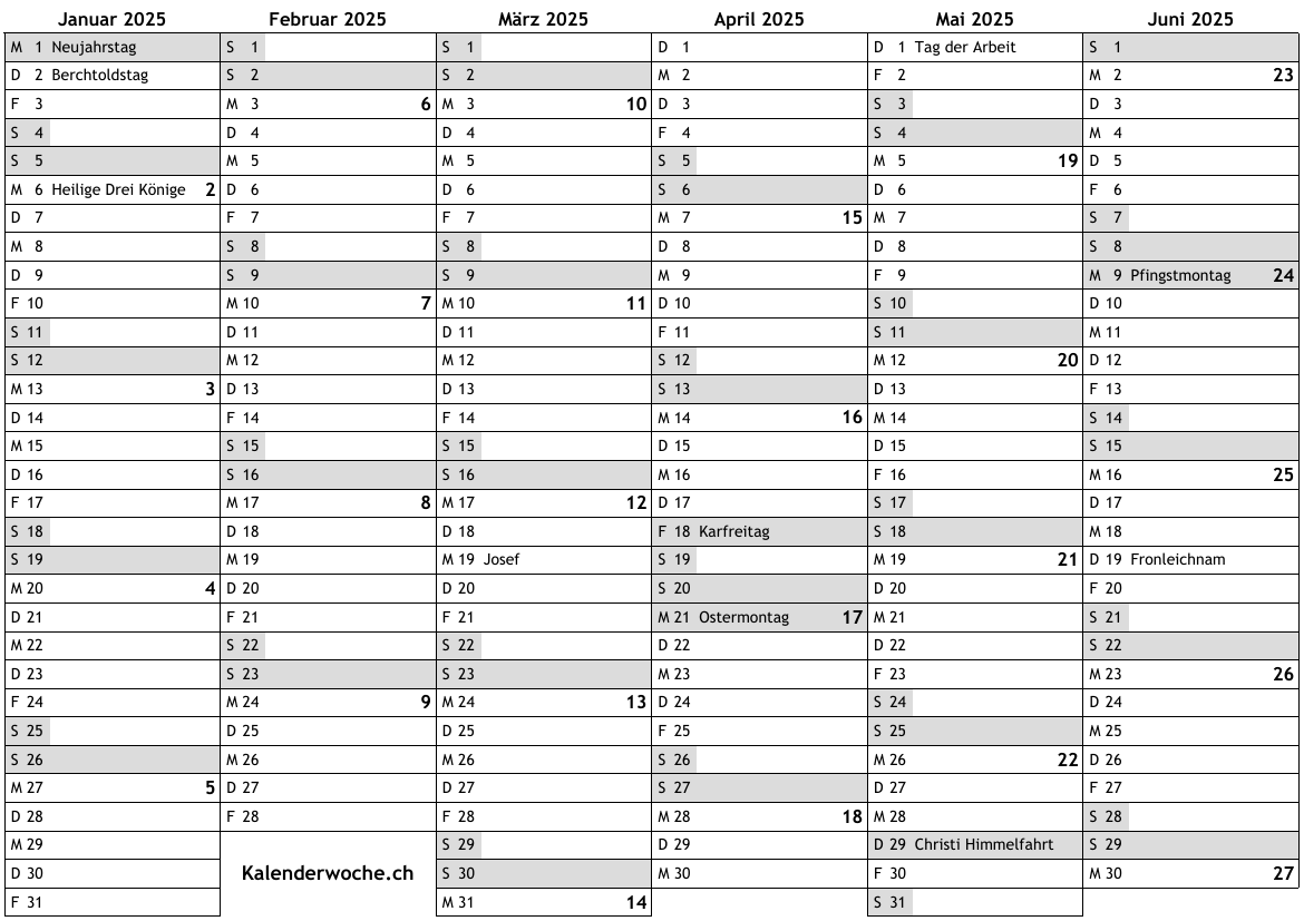 Kalender 2025 mit Feiertagen und Kalenderwochen … online wochenkalender ...
