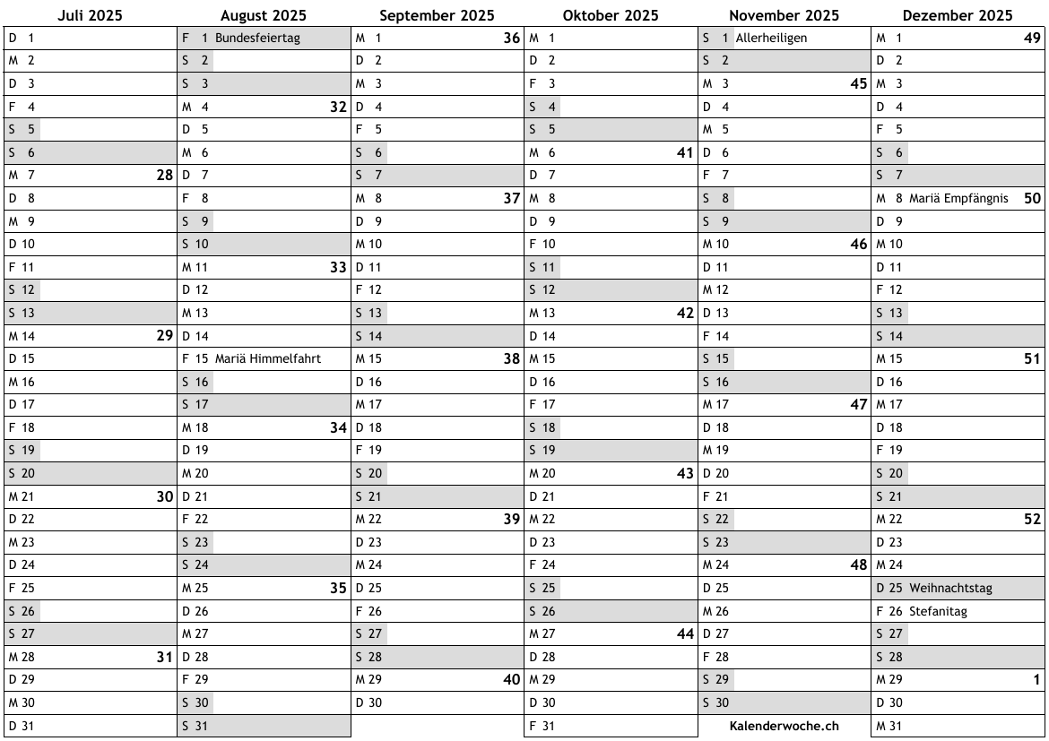 Kalender 2025 mit Feiertagen und Kalenderwochen … online wochenkalender ...
